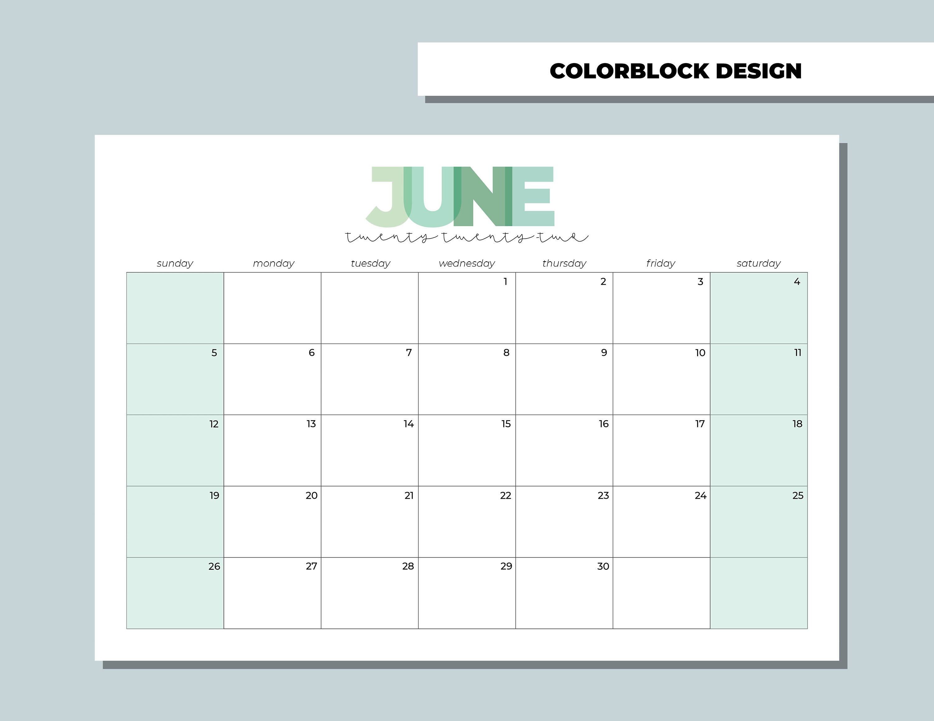 2022 Calendar Printable 12 Months Included With Colorblock - Etsy