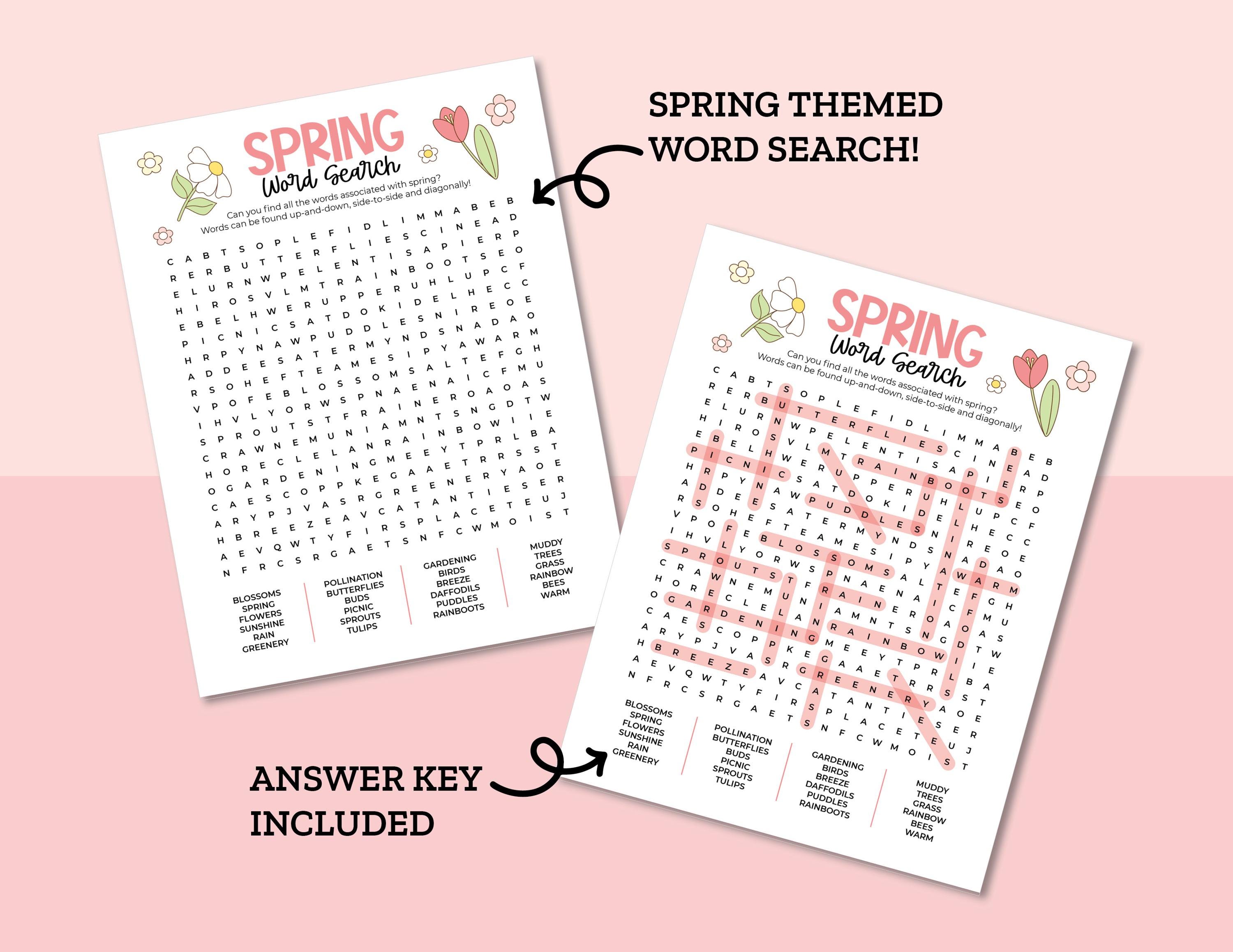 Spring Word Search, Printable Spring Games, Spring Word Games ...