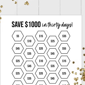 Save 1K in 30 Days Challenge Printable, Money Saving Challenge, Easy ...