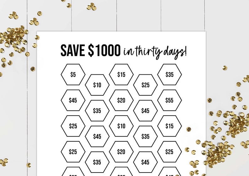 Save 1K in 30 Days Challenge Printable Money Saving - Etsy