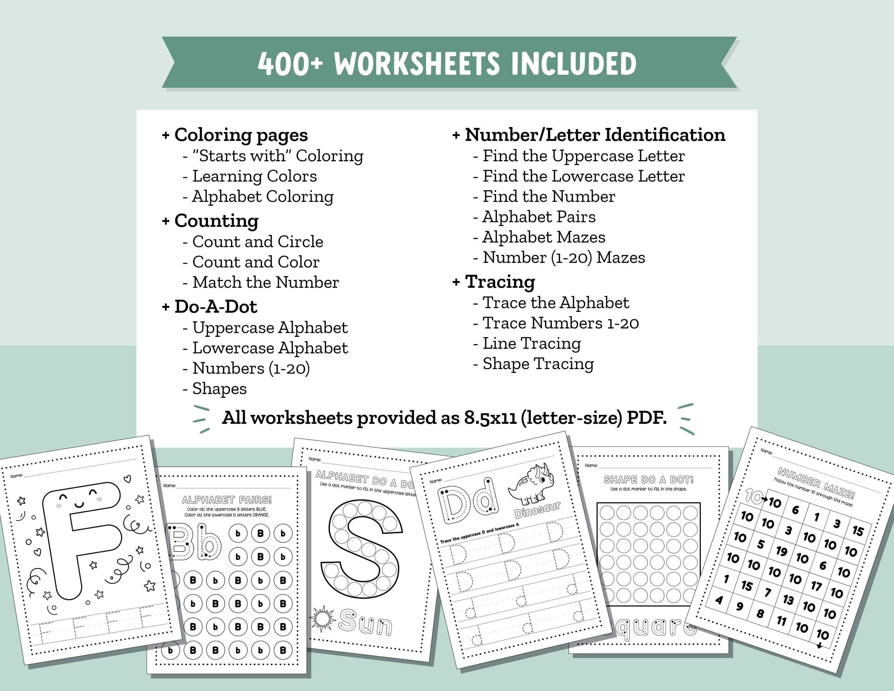 Preschool Learning Worksheets Bundle, Prewriting Worksheets to Learn ...