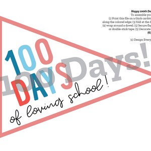 100th Day of School Printable Pennant Flags for Classroom Celebration ...