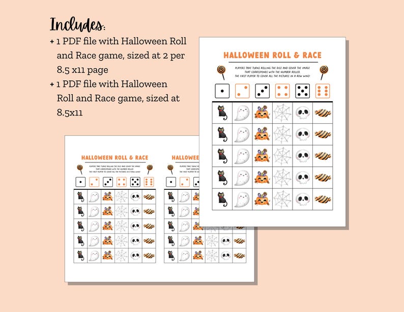 Halloween Roll & Race Game, Kids Classroom Dice Game, Preschool Fall ...