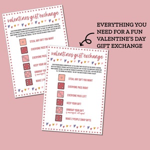 Valentines Day Gift Exchange Game, Valentines Roll the Dice Game, White ...