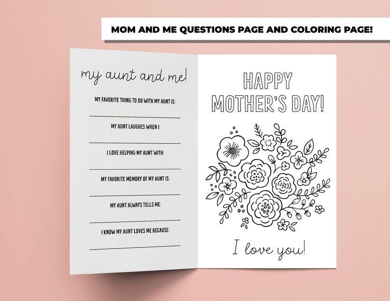 All About My Aunt Printable Book for Mother's Day Perfect - Etsy