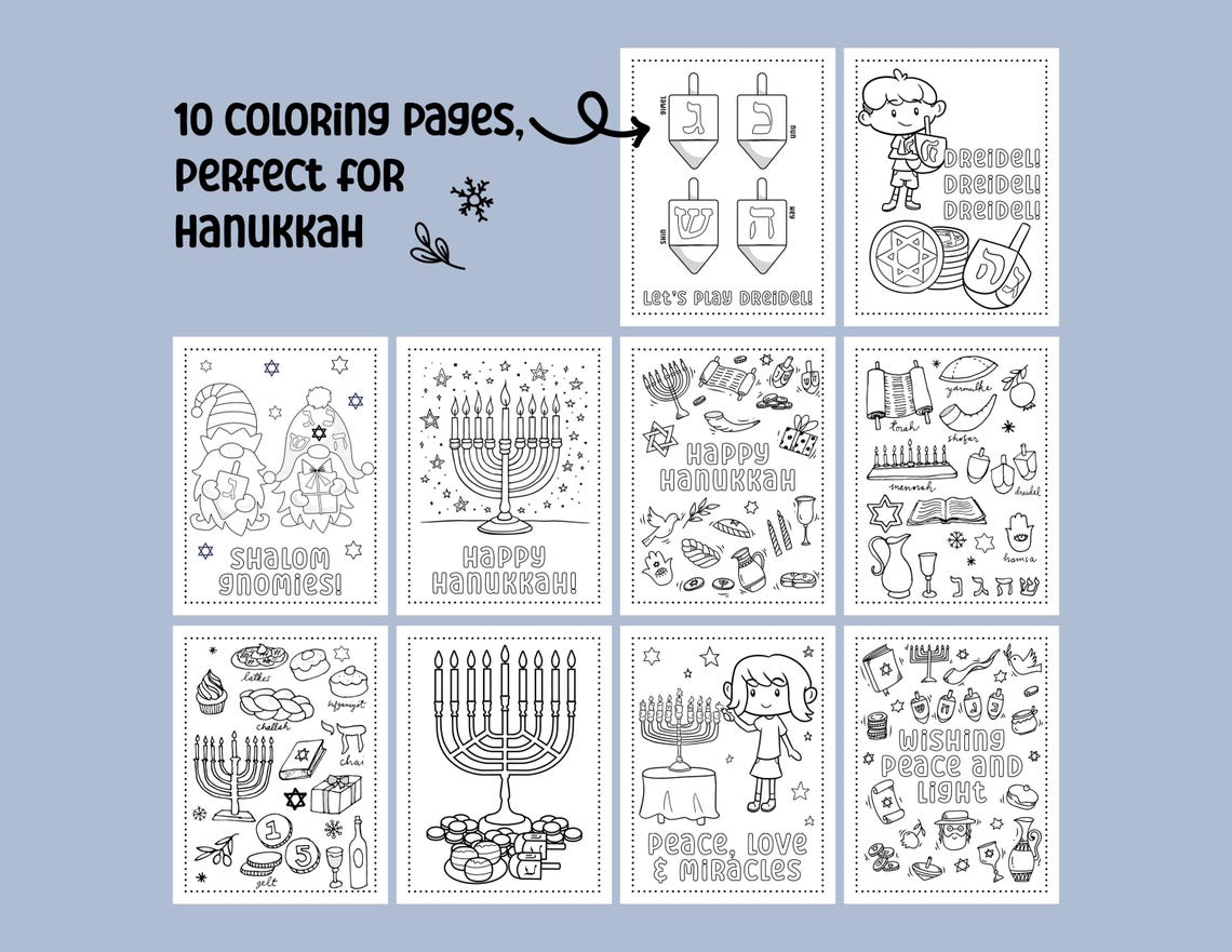 Hanukkah Printable Activity Bundle With Coloring Pages, Word Search ...