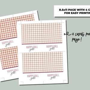 Fall Mini Cookie Card, Printable Mini Cookie Card for Autumn Cookies ...