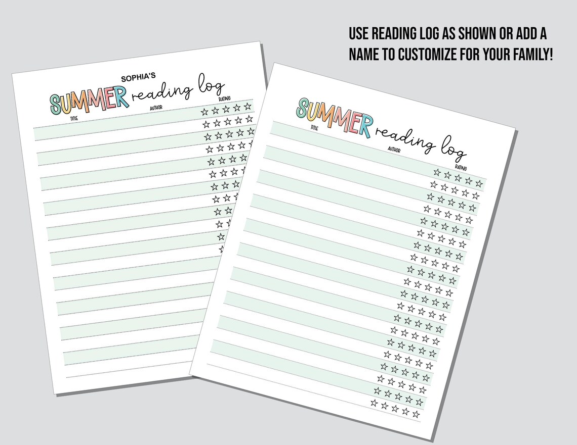 EDITABLE Summer Reading Log for Kids, Summer Reading Printables, Summer ...