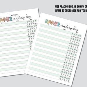 EDITABLE Summer Reading Log for Kids, Summer Reading Printables, Summer ...