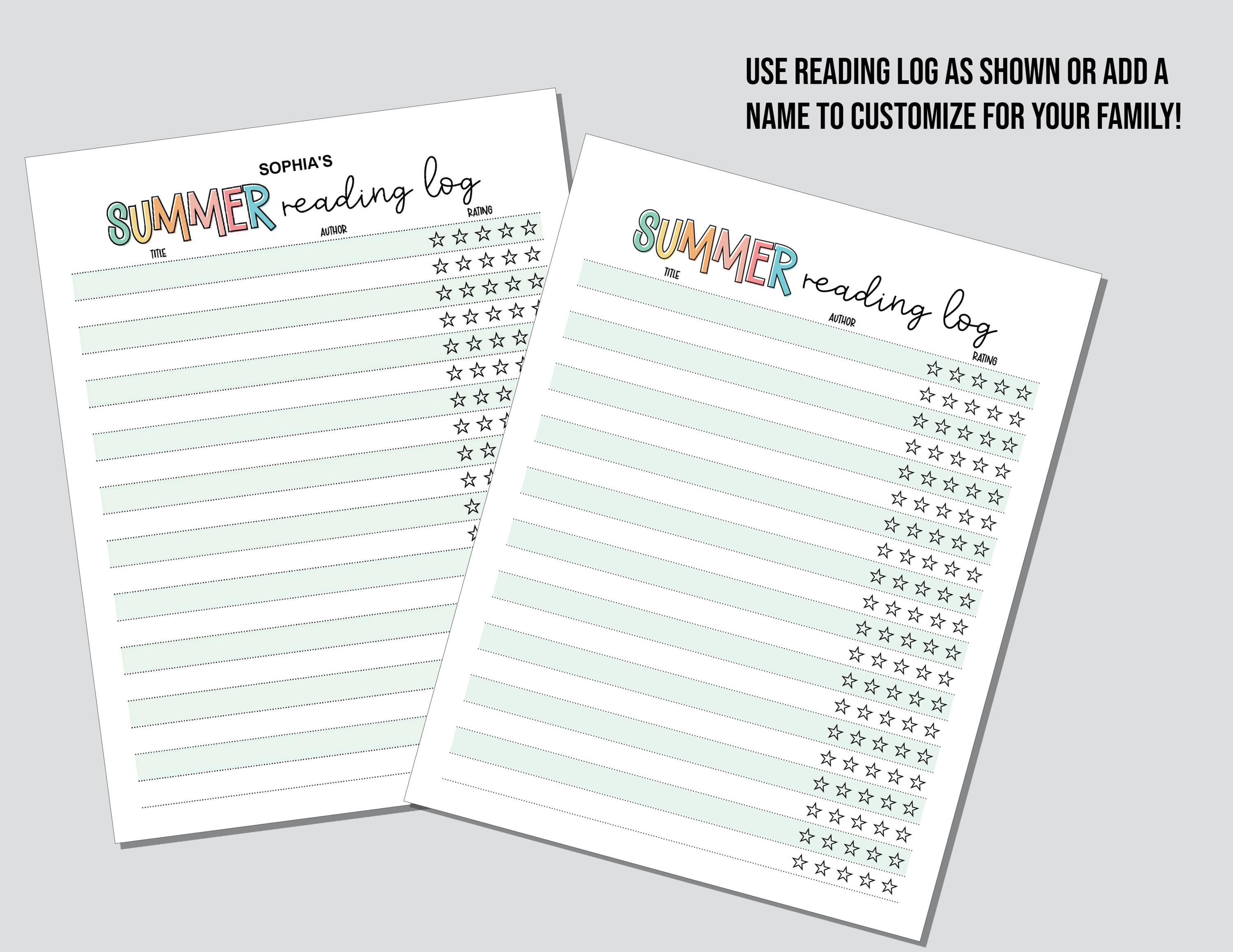 EDITABLE Summer Reading Log for Kids, Summer Reading Printables, Summer ...