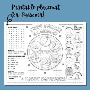 Passover Seder Plate Activity, Printable Passover Placemat for Seder ...