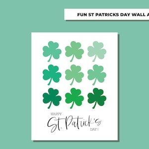 St Patricks Day Wall Art With Shamrock Design, Digital Art Print for ...