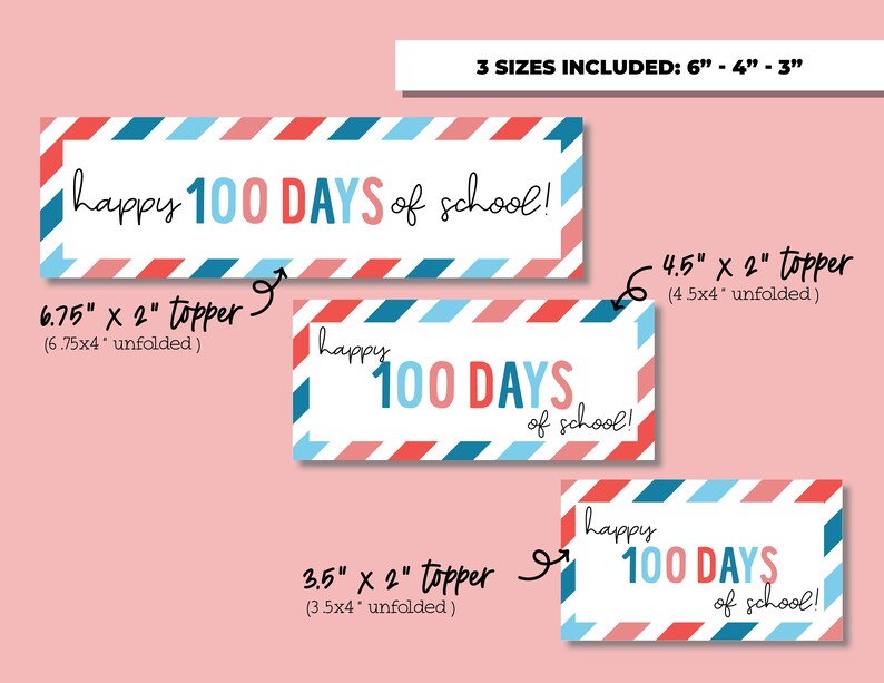 100 Days of School Treat Bag Topper Printable Sandwich Bag - Etsy
