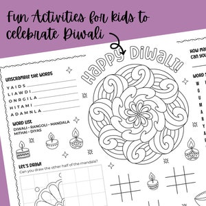 Diwali Coloring Page Placemat Activity for Kids Diwali Celebration ...