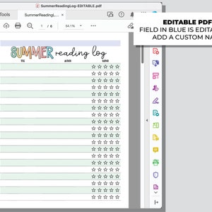 EDITABLE Summer Reading Log for Kids, Summer Reading Printables, Summer ...