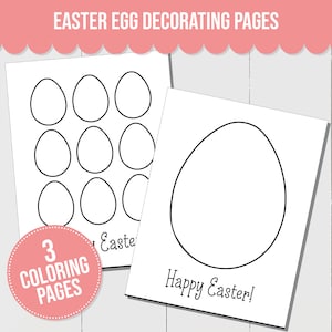 Blank Easter Egg Coloring Pages for Kids, Fun DIY Easter Egg Craft for ...
