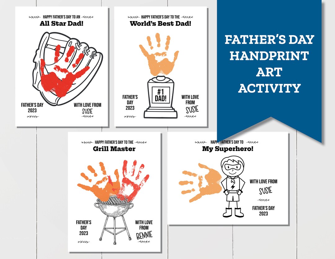Fathers Day Handprint Art Bundle, Handprint Art Printable for Fathers ...
