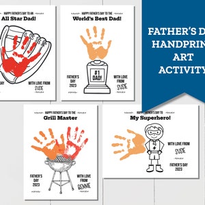 Fathers Day Handprint Art Bundle, Handprint Art Printable for Fathers ...