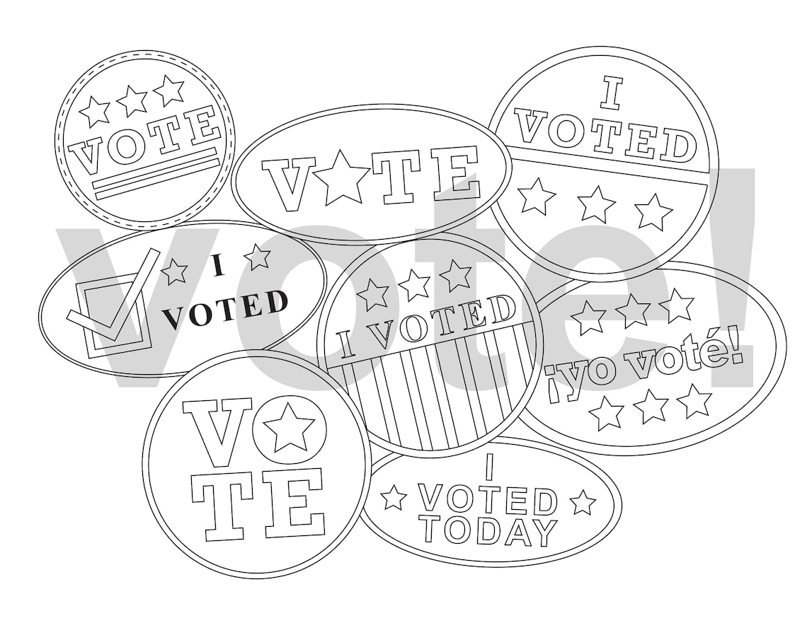 I VOTED Stickers Printable Coloring Page | Etsy