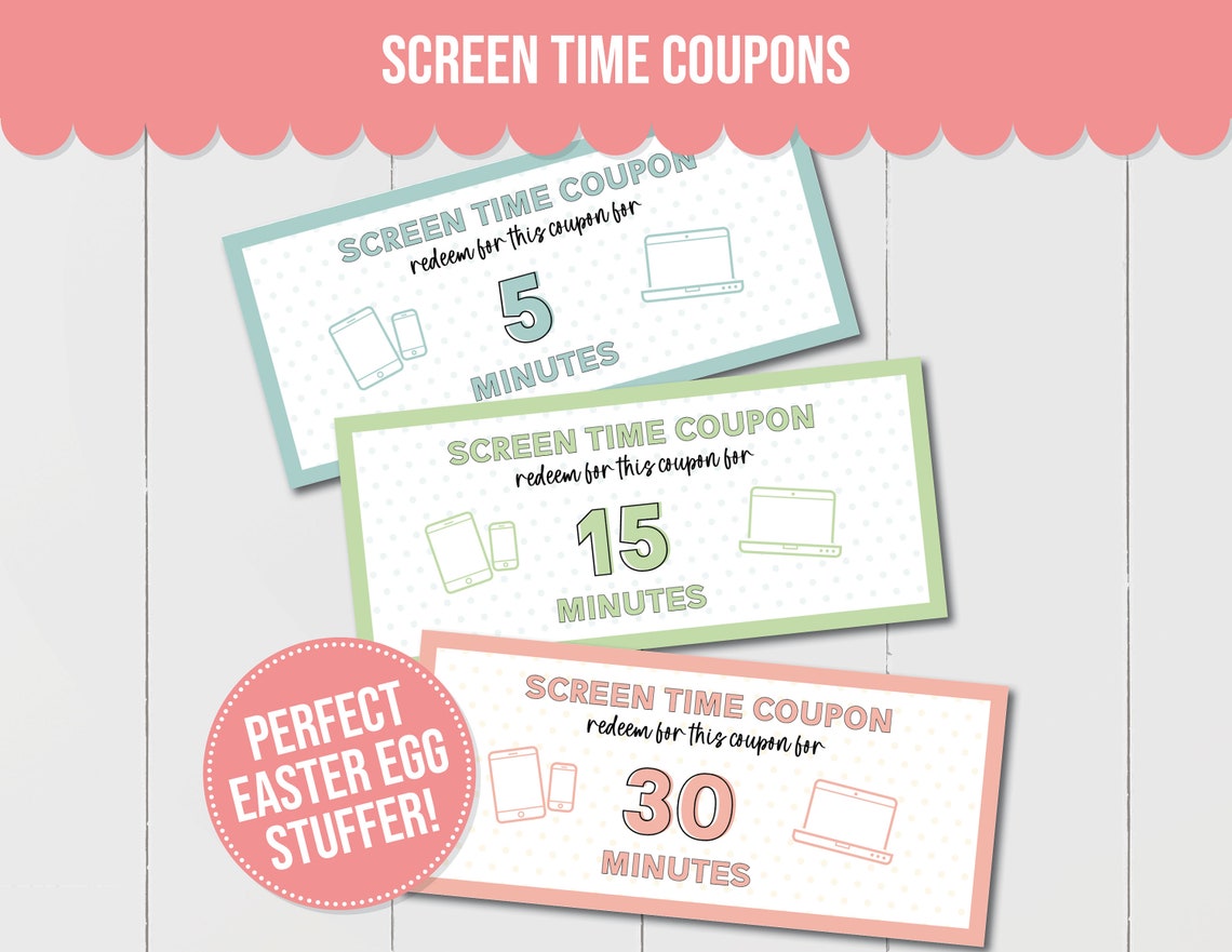 Screen Time Coupons for Kids, Printable Screen Time Tickets, Chore ...