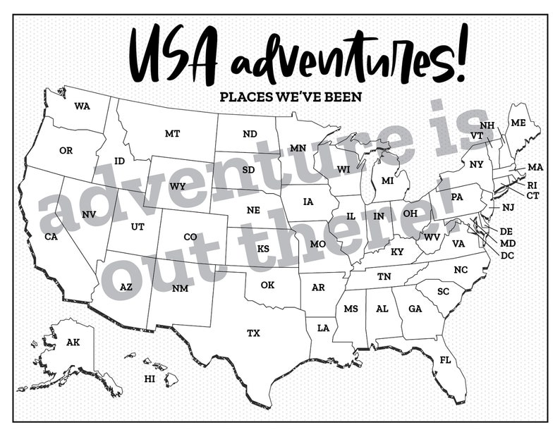 USA Adventures Map United States Map States Weve Visited - Etsy