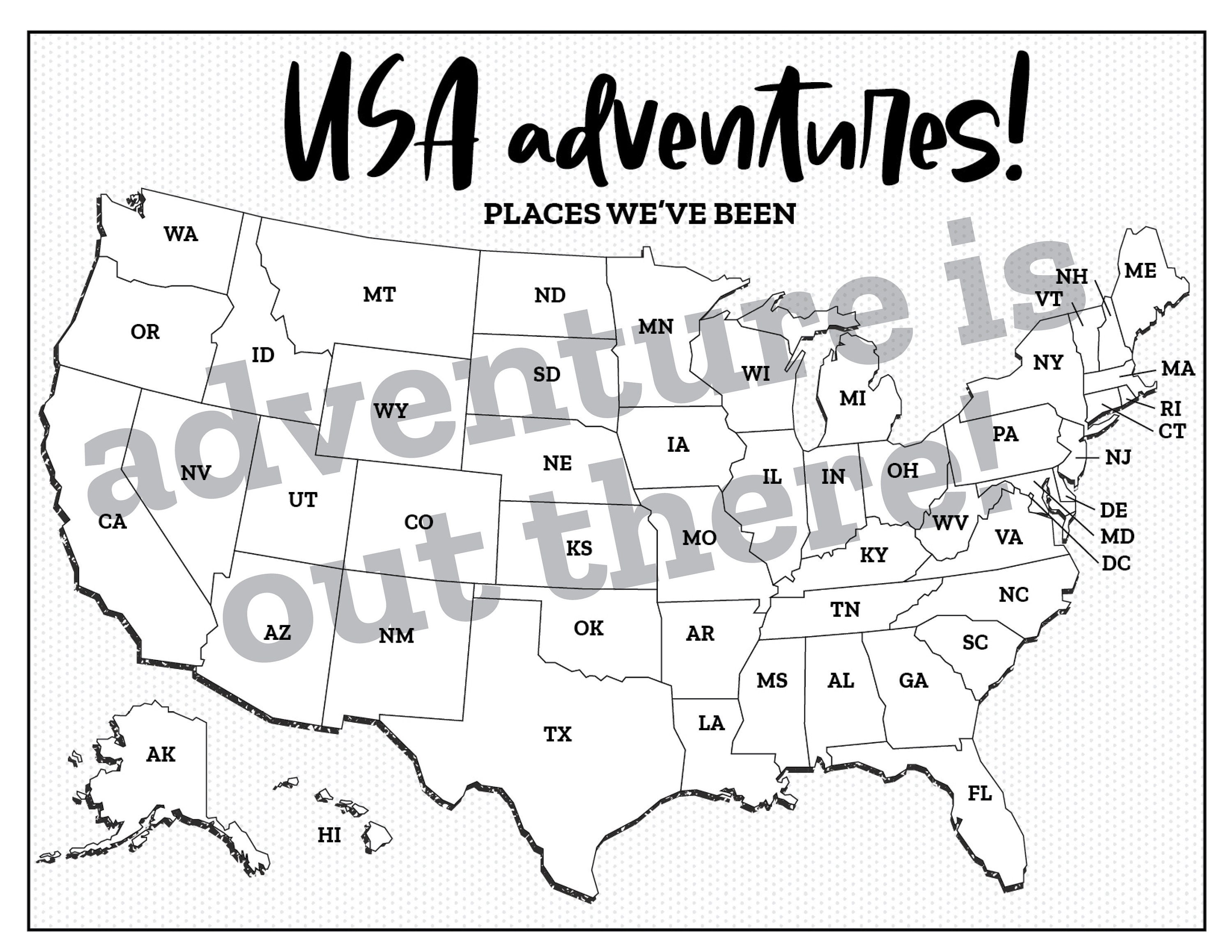 USA Adventures Map United States Map States Weve Visited - Etsy