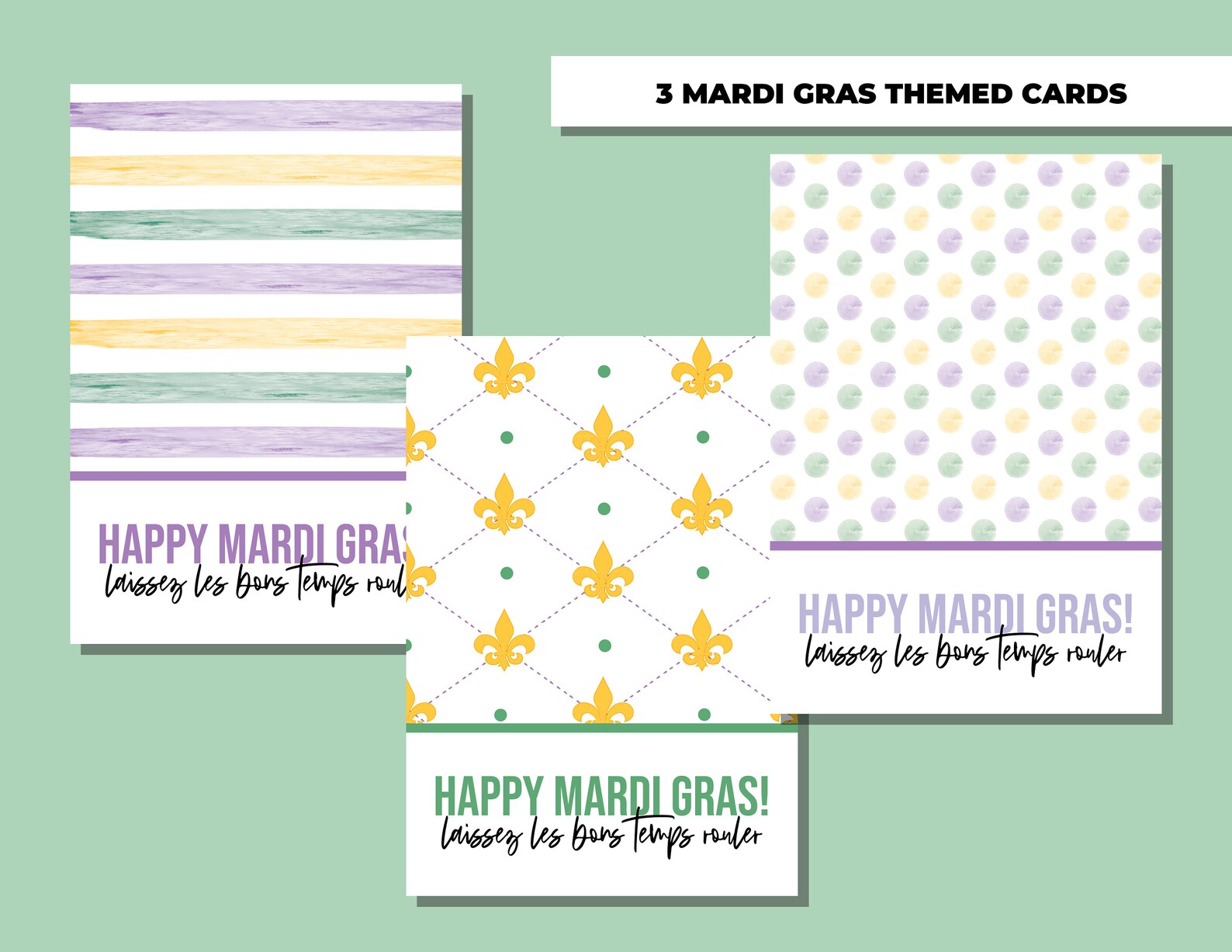 Mardi Gras Mini Cookie Card, Printable Mini Cookie Card for Carnival ...