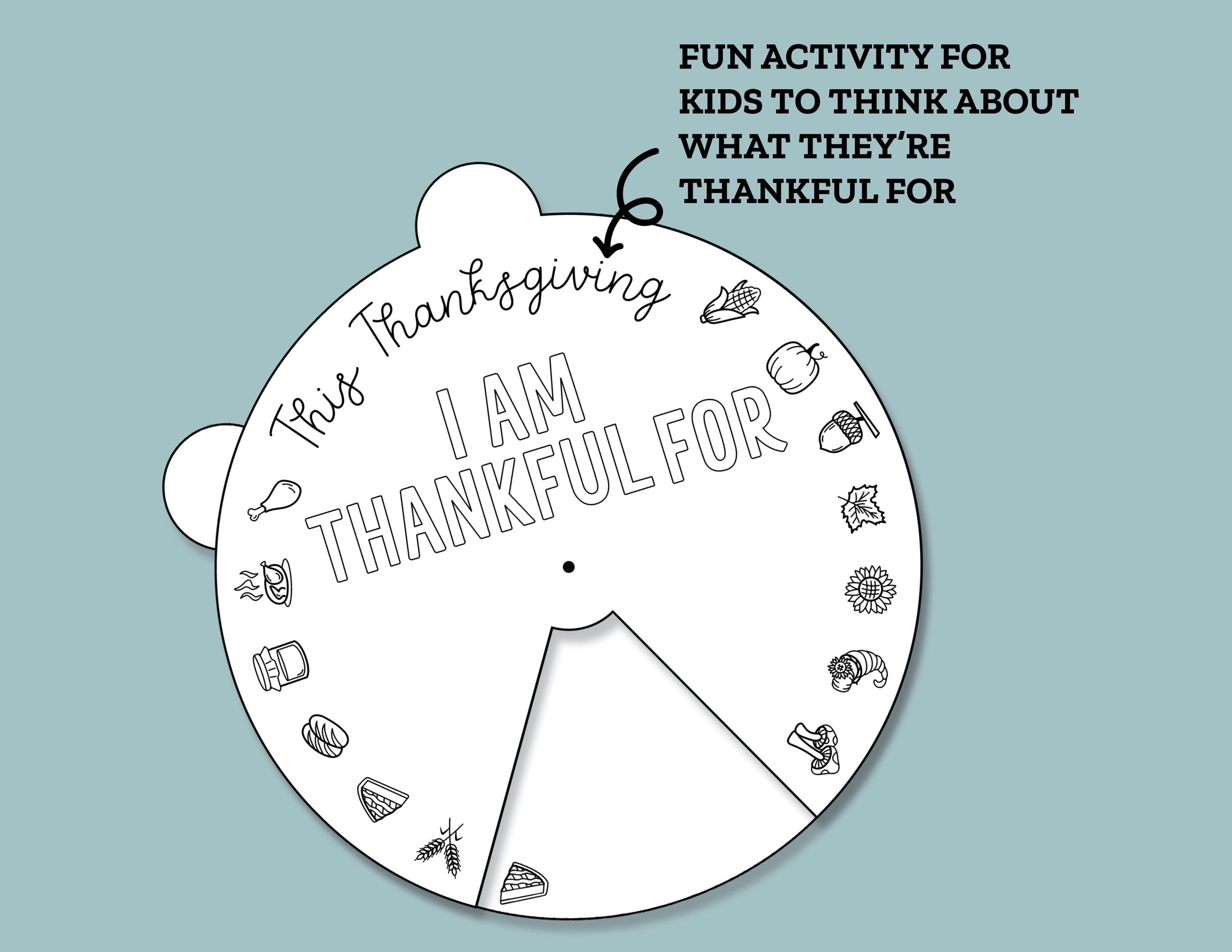 Thankful Activity for Kids Spinner Wheel Printable Thanksgiving ...