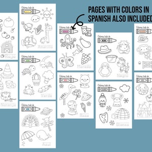 Learn Colors Printable Coloring Pages for Kids, Includes Both English ...