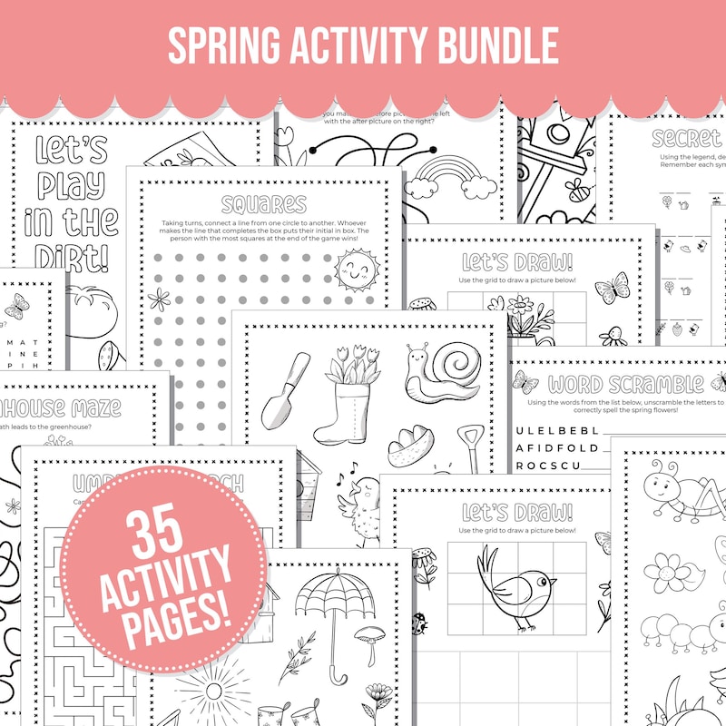 Spring Coloring Page Bundle - Etsy