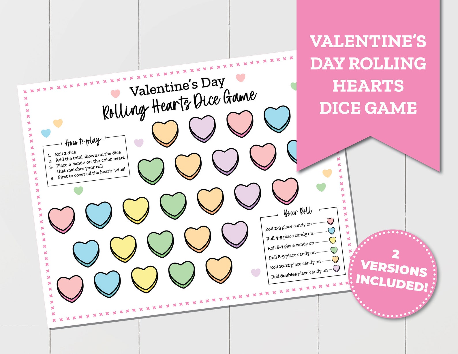 Rolling Hearts Candy Dice Game Fun Valentines Game for Kids - Etsy
