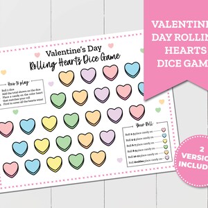 Rolling Hearts Candy Dice Game Fun Valentines Game for Kids - Etsy