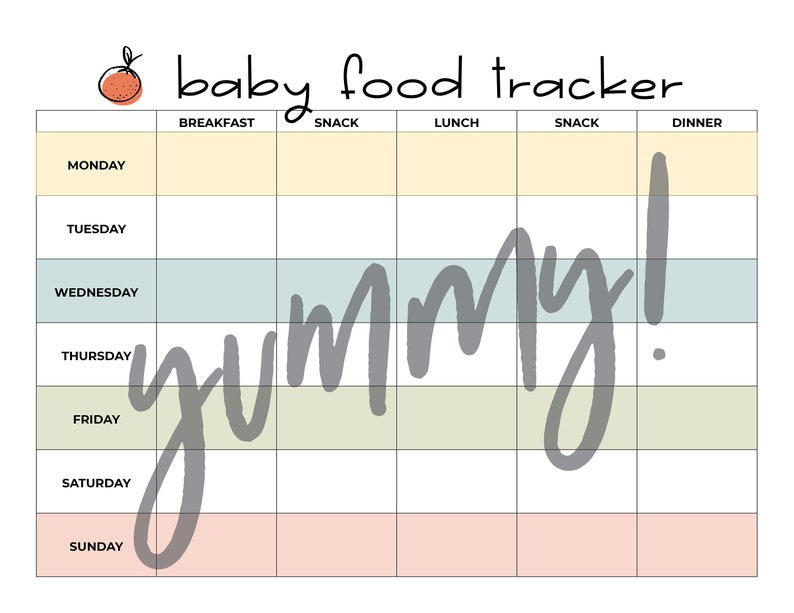 Baby Meal Planner Baby Food Tracker Baby Food Log for - Etsy