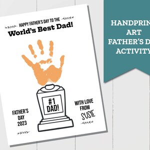 Fathers Day Handprint Art, World's Best Dad Handprint Art Printable for ...