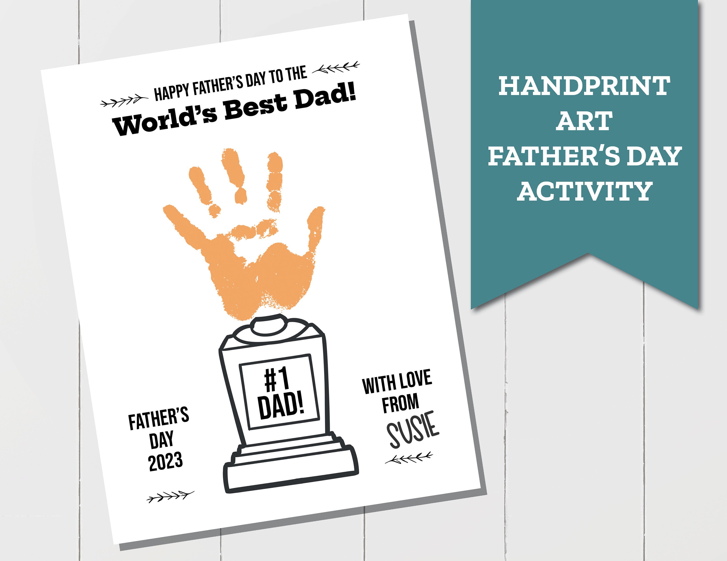 Fathers Day Handprint Art World's Best Dad Handprint Art - Etsy