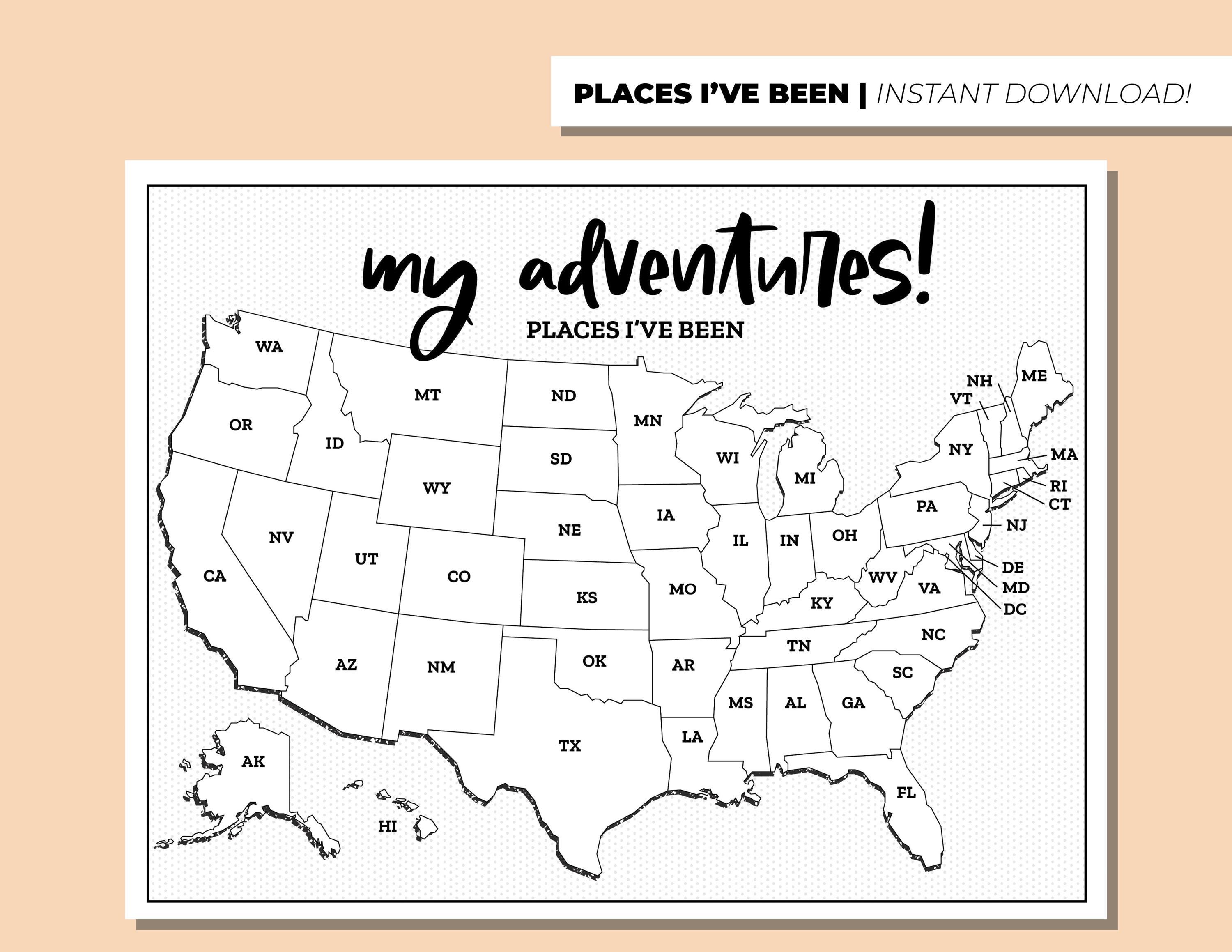 Places I've Been Map, United States Map, States I’ve Visited, My ...
