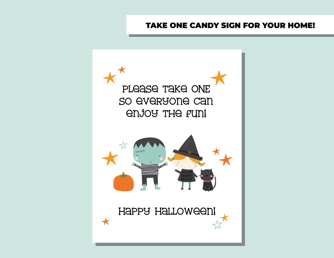 Please Take One Sign Halloween Sign, Out of Candy Sign, Halloween Candy ...