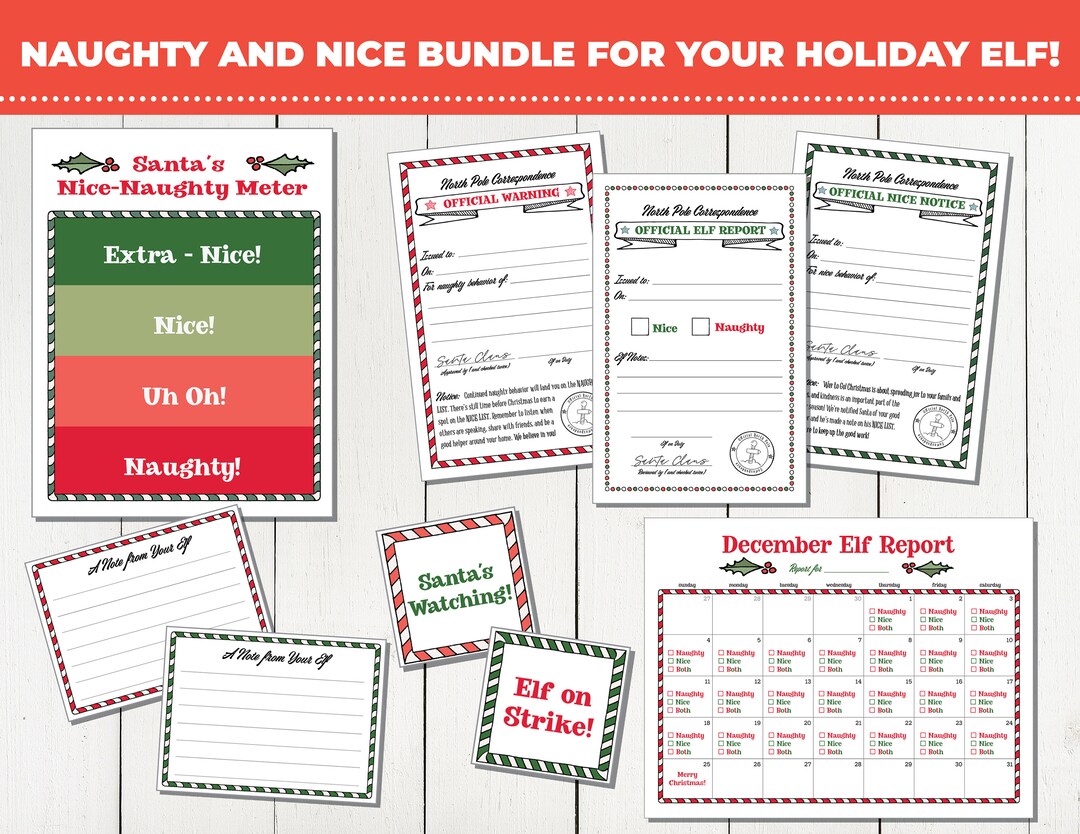 Elf Report Card and Other Printables for Your Holiday Elf, Bundle ...