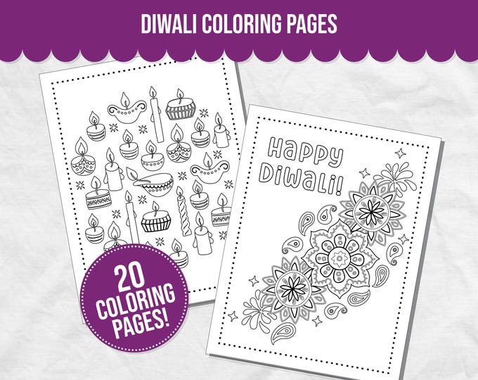 Buy Diwali Coloring Activity Pages for Kids, Diwali Decor for South ...