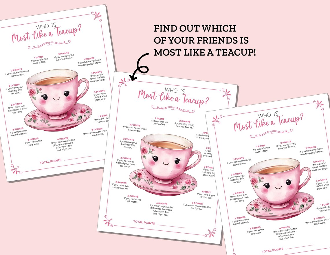 Who is Most Like a Teacup Tea Party Games, Pink Tea Party Birthday ...