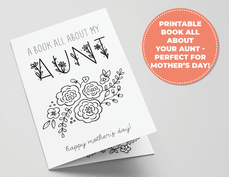 All About My Aunt Printable Book for Mother's Day Perfect - Etsy