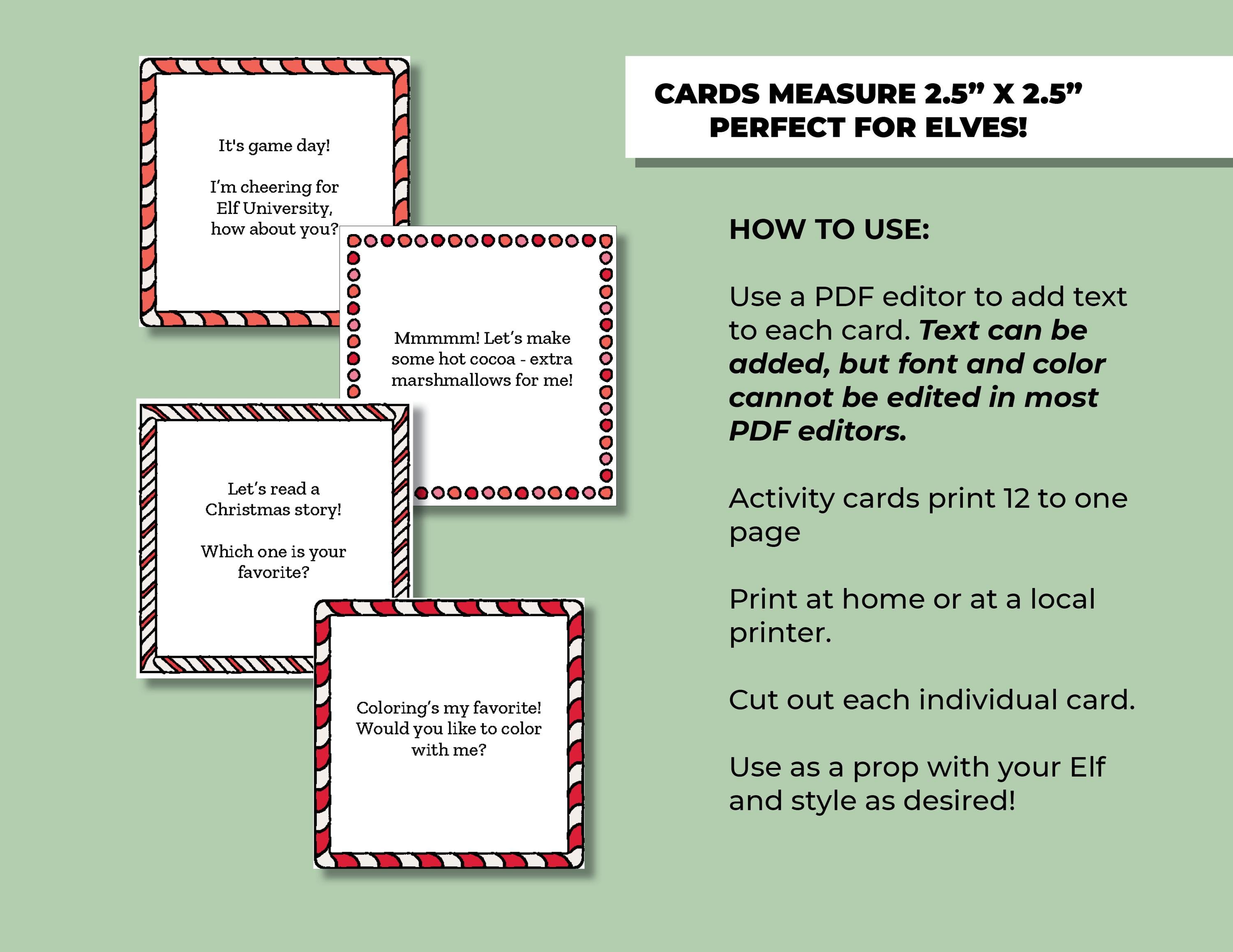 EDITABLE Elf Notes, Printable Elf Activity Cards, Props for Your Elf ...