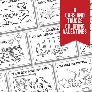 Construction Truck Coloring Valentine for Valentines Day, Kids's ...