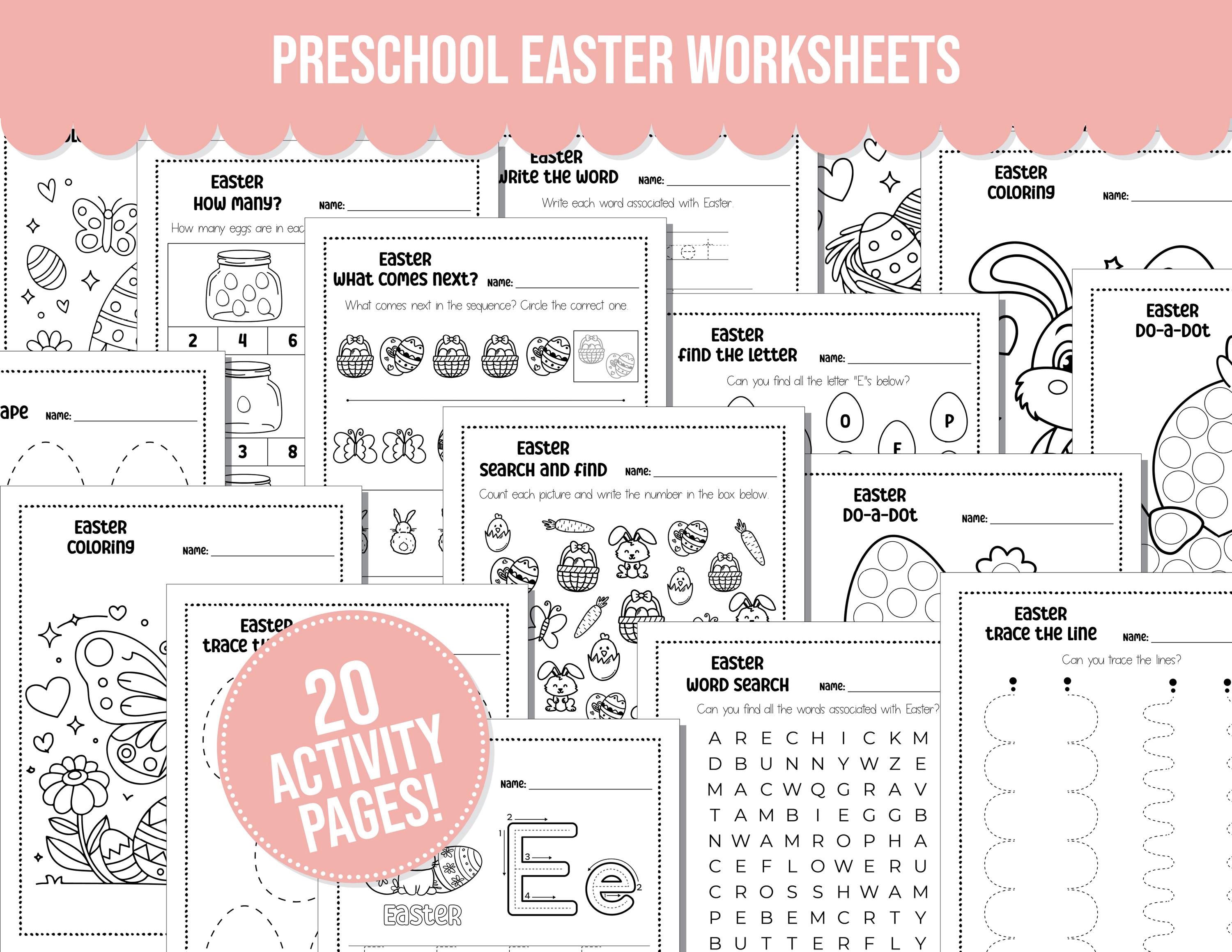 Preschool Easter Worksheet Bundle, Easter Activities for Preschool ...