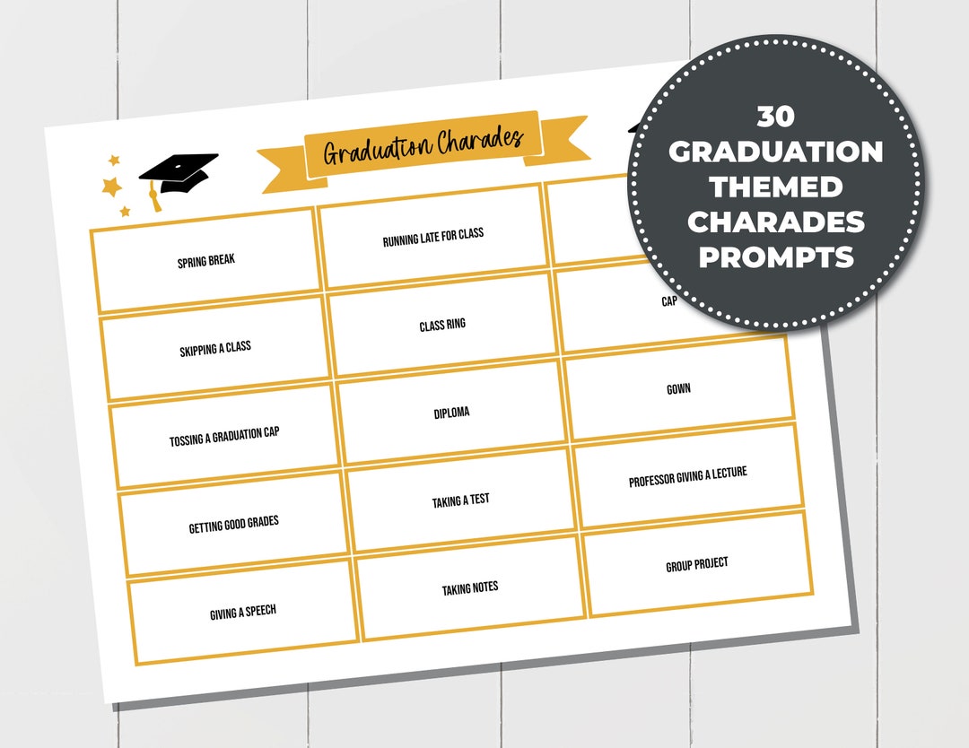Graduation Charades Party Game Printable for Your Next Graduation Party ...