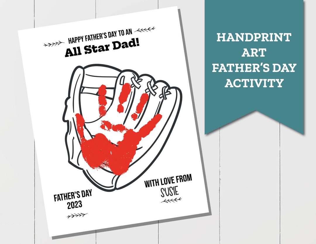 Fathers Day Handprint Art, All Star Dad Handprint Art Printable for ...