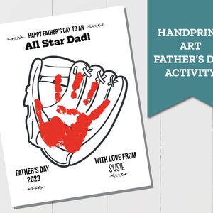 Fathers Day Handprint Art, All Star Dad Handprint Art Printable for ...