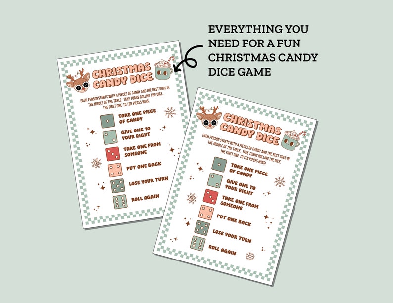 Retro Christmas Candy Dice Game, Fun Christmas Game for Office Party ...