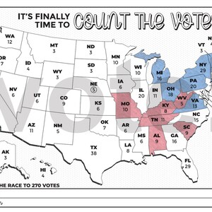 Electoral Map for Election Results Printable Coloring Page - Etsy