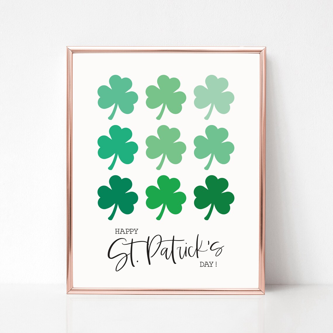 St Patricks Day Wall Art With Shamrock Design, Digital Art Print for ...